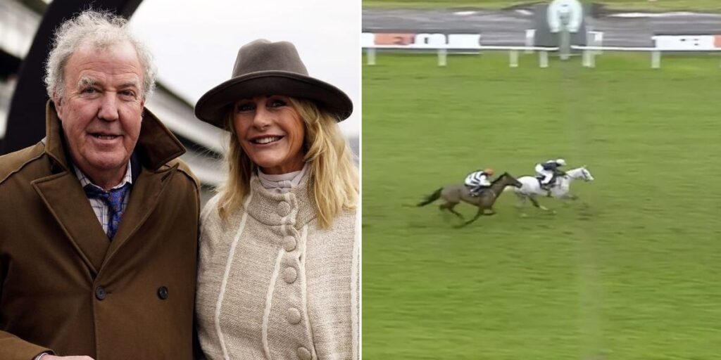 Jeremy Clarkson celebrates as The Hawkstonian secures first win at Ffos ...
