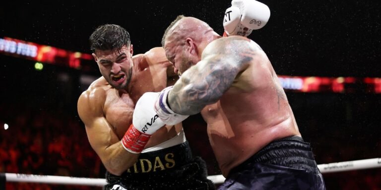 Tommy Fury defeats Eddie Hall in exhibition boxing match at Manchester ...