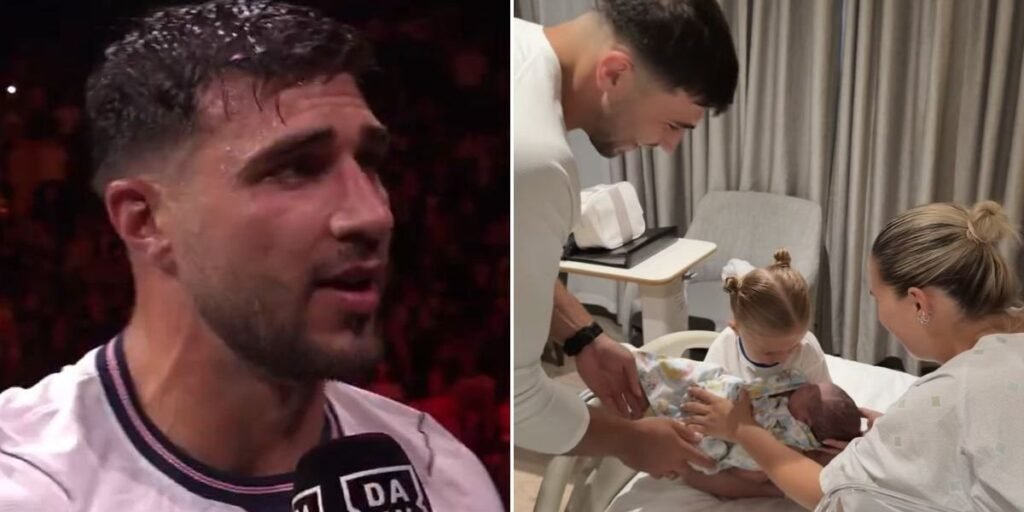 Tommy Fury reveals new baby name ‘Midas’ during boxing match entry ...